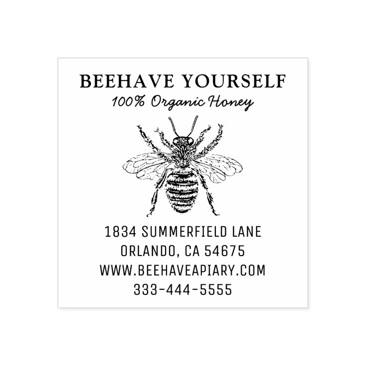 Beekeeper Honeybee Honey Apiary Bee Farm Rubber Stamp | Zazzle