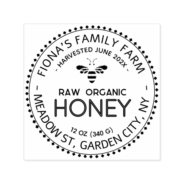 Beekeeper's Honey Stamp with Cute Stylized Bee | Zazzle