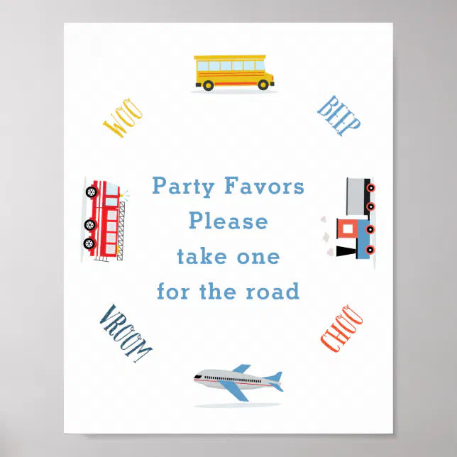 Beep Vroom woo Airplane 2 birthday party Poster | Zazzle