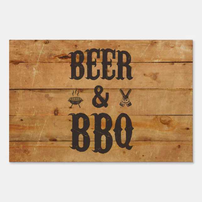 Beer and BBQ Yard Sign | Zazzle