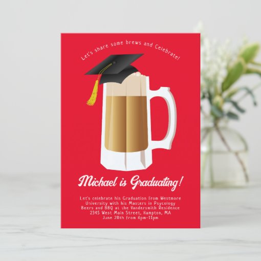 Beer and Brews BBQ Graduation Party Invitation | Zazzle