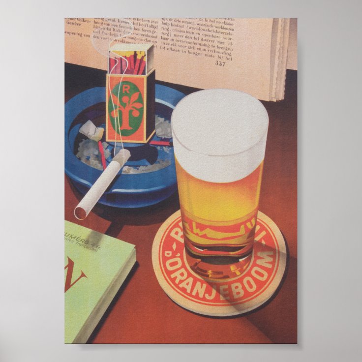 Beer and Cigarette Vintage Poster | Zazzle