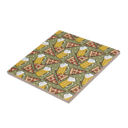 Beer and Pizza Graphic Ceramic Tile | Zazzle