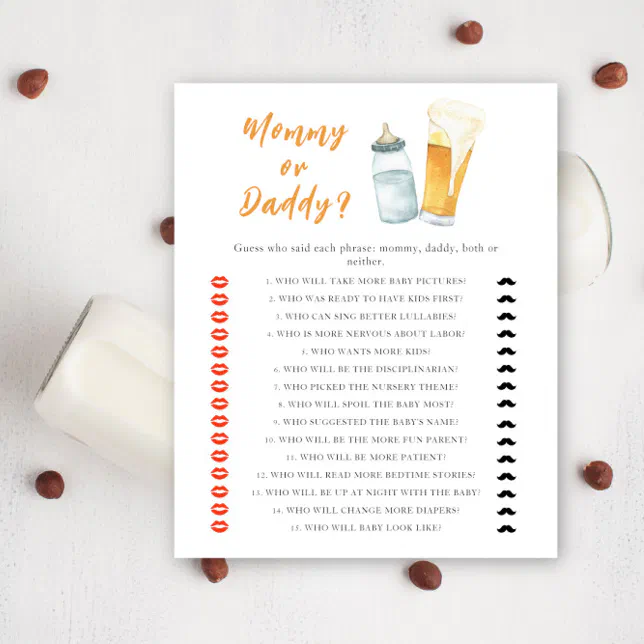 Beer baby shower - mommy or daddy game | Zazzle