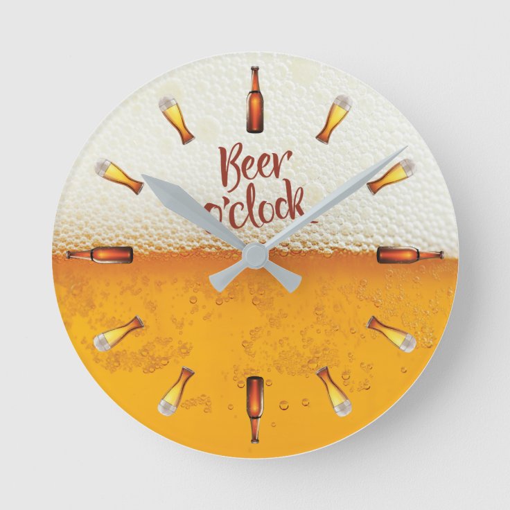 Beer background wall clock | Zazzle