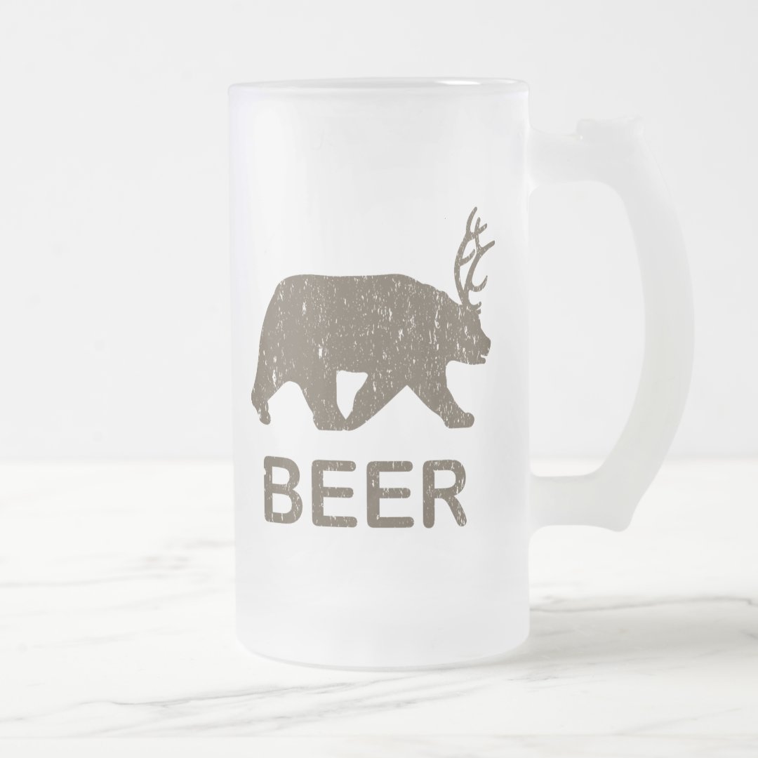 Beer Bear Deer Frosted Glass Beer Mug | Zazzle