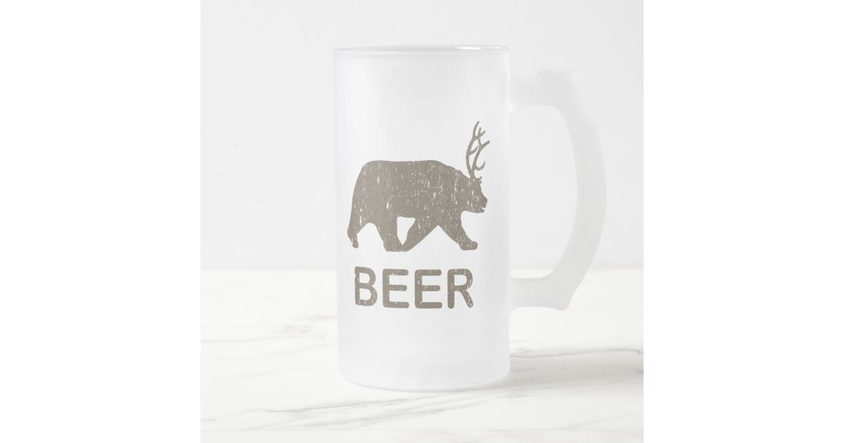Beer Bear Deer Frosted Glass Beer Mug | Zazzle