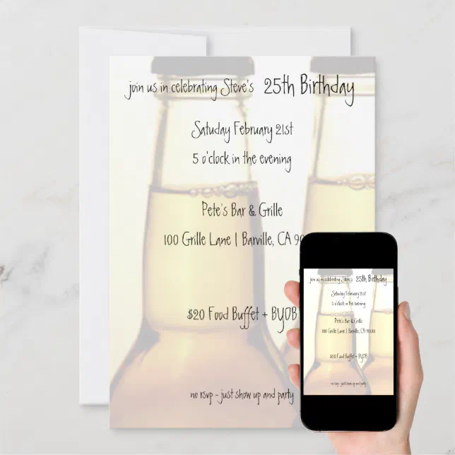 Beer Bottle Birthday Party Invitations | Zazzle