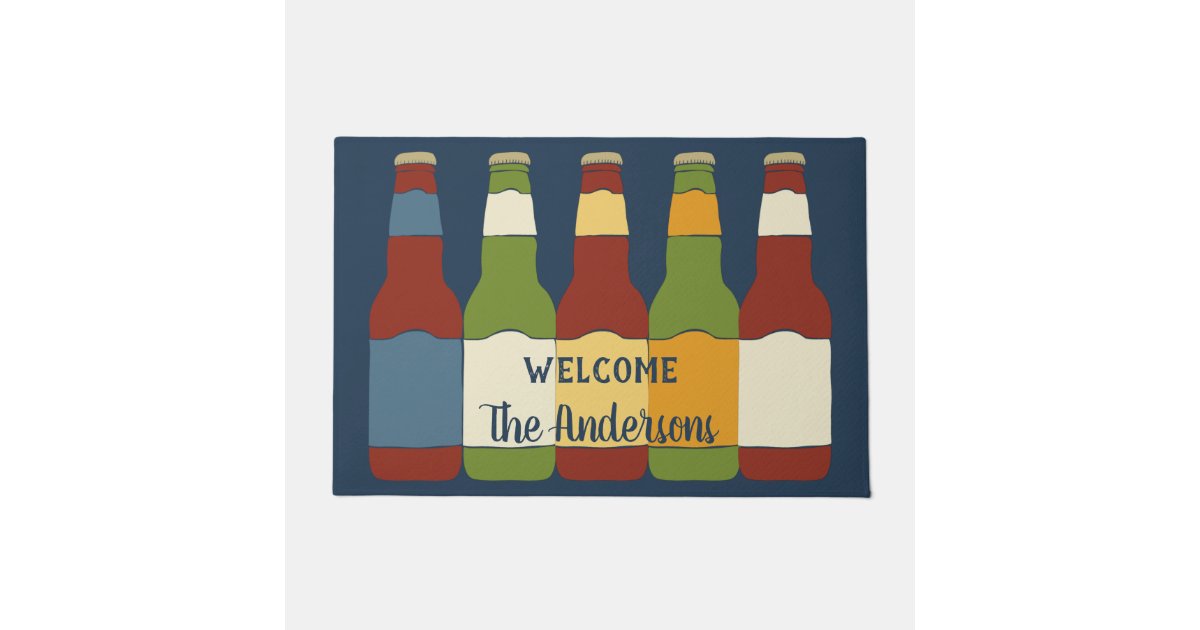 Beer Bottles Graphic Personalized Doormat | Zazzle
