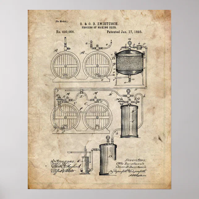 Beer Brewing System Patent Poster | Zazzle