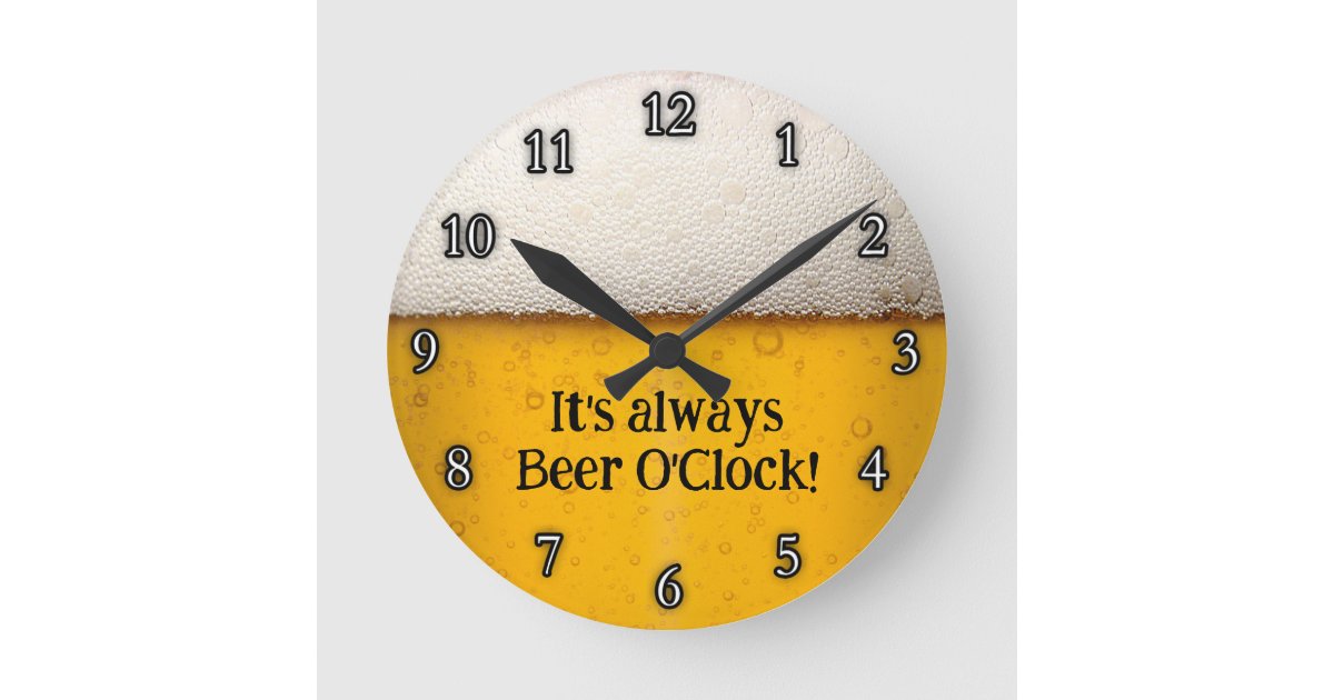 Beer Bubbles Close-Up Round Clock | Zazzle