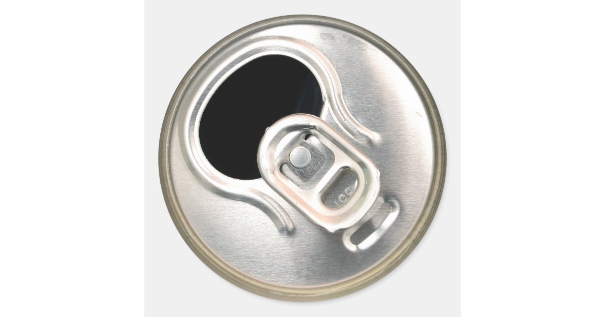 beer can top open drink metal container classic round sticker | Zazzle