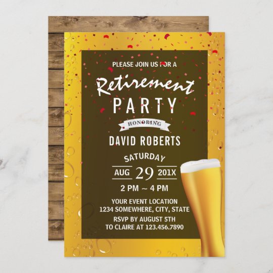 Beer Cheers Retirement Party Red Confetti Invitation | Zazzle.com