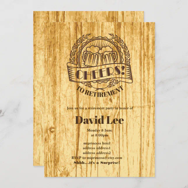BEER, cheers to retirement, invitation | Zazzle