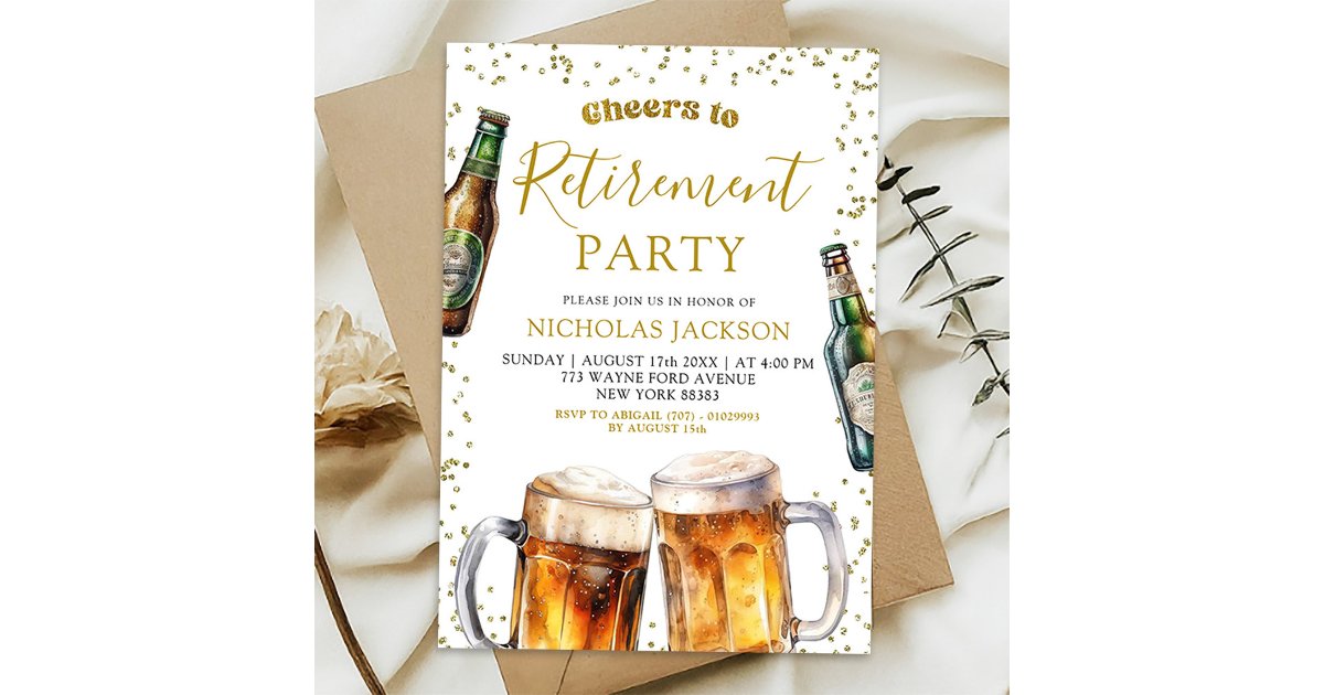 Beer Cheers to Retirement Party Invitation | Zazzle