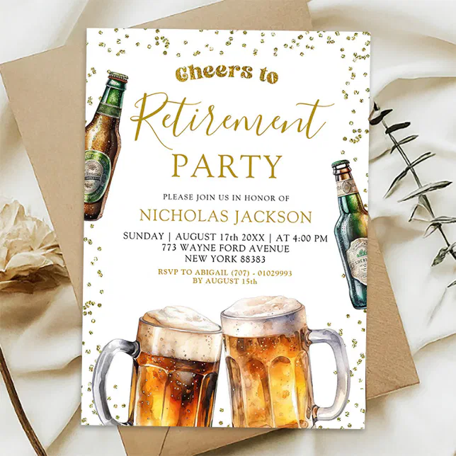 Beer Cheers to Retirement Party Invitation | Zazzle
