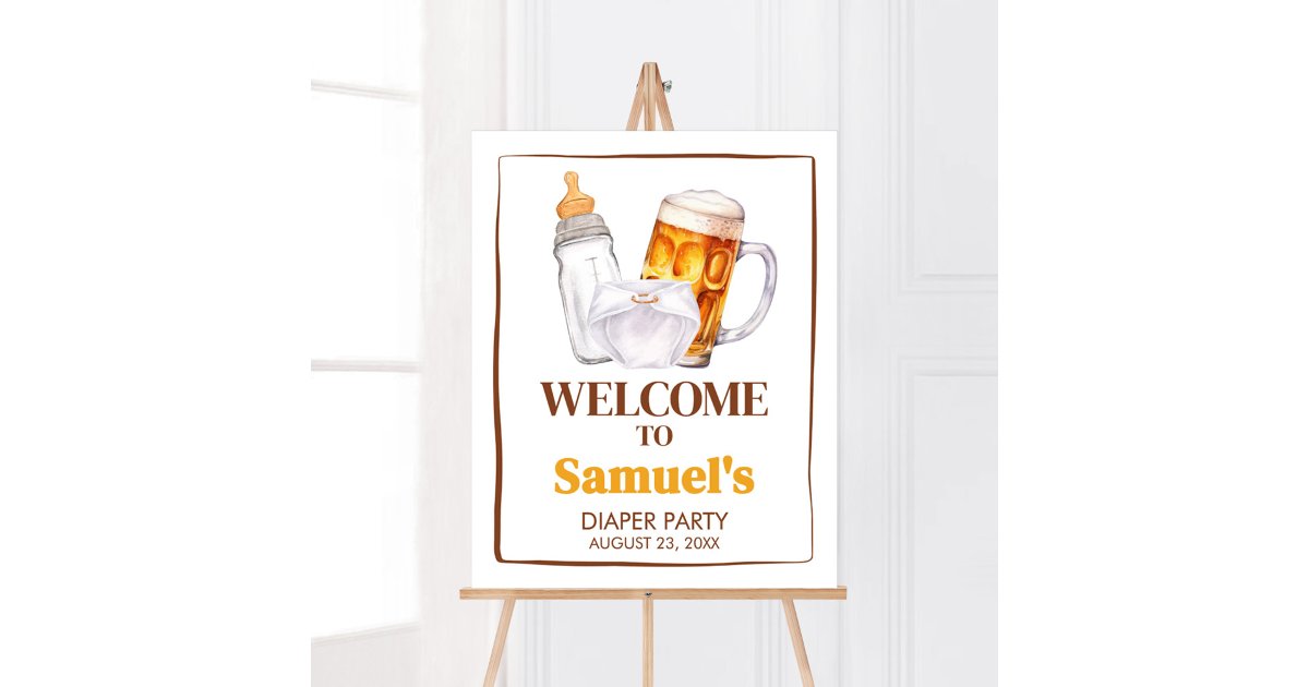 Beer Diaper Party Baby Shower Welcome Poster | Zazzle