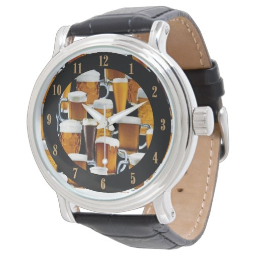 Beer Drinkers Foamy Beer Mugs Wrist Watch | Zazzle