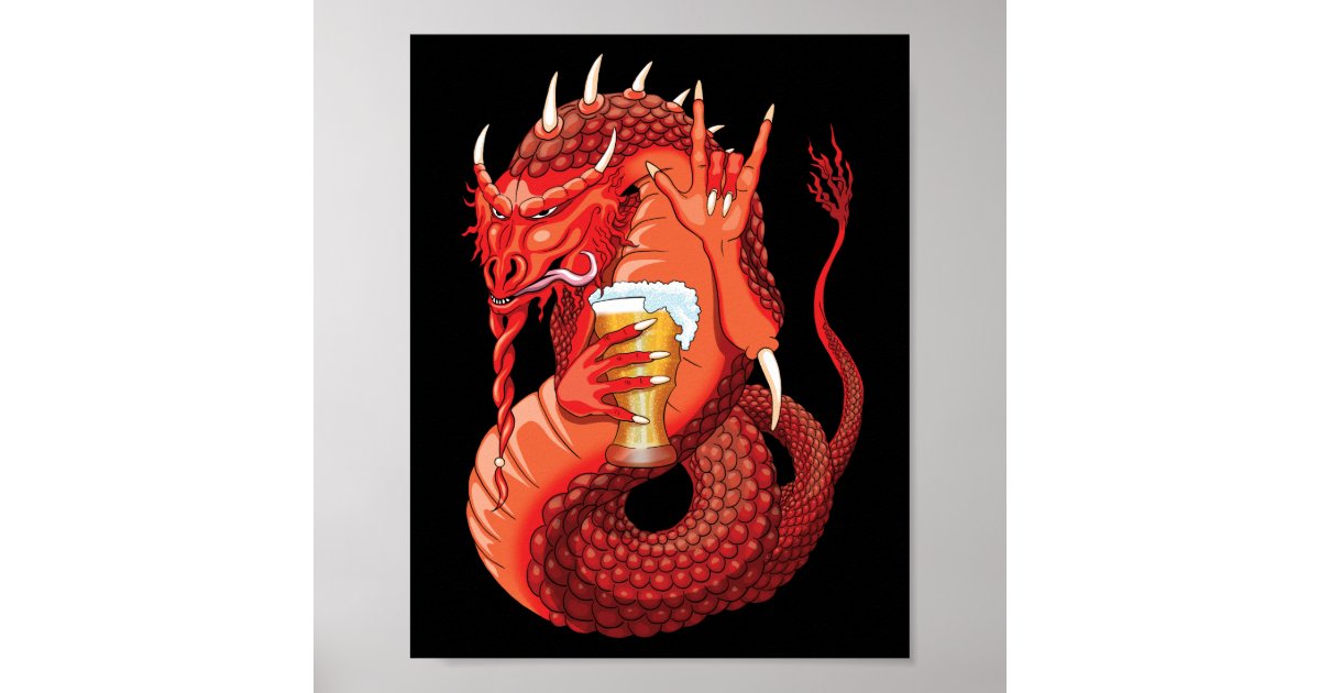 Beer Drinking Dragon Poster | Zazzle