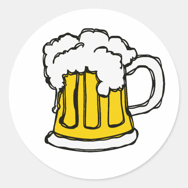 Beer! Frothy Bubbly Mug of Brew Classic Round Sticker | Zazzle