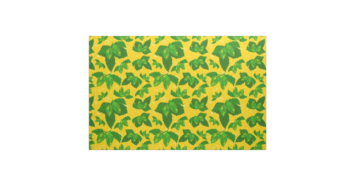 Beer Hops Brewery Pattern with Bubbles Fabric | Zazzle