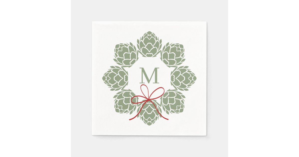 Beer Hops Christmas Monogram Napkins | Zazzle