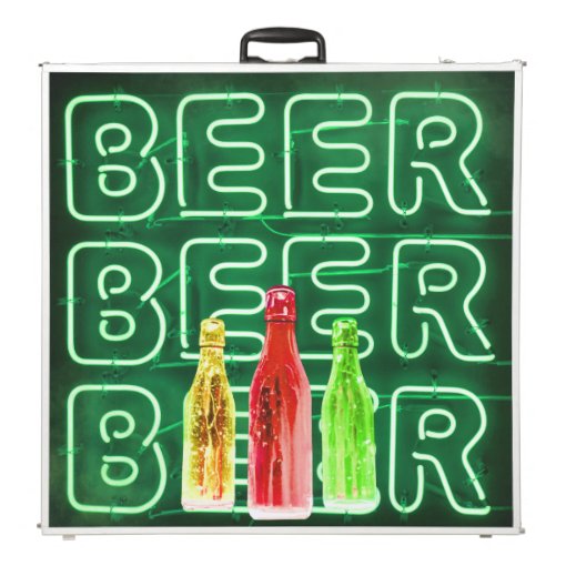 Beer LED Neon Lights & Beer Bottles Emerald Green Beer Pong Table | Zazzle