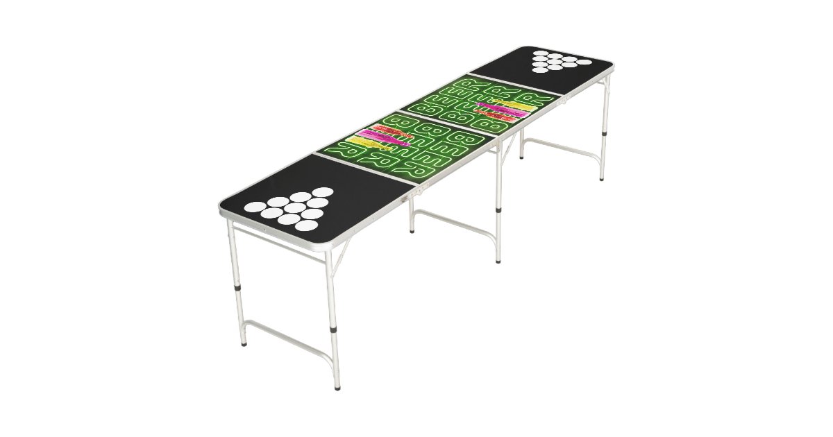 Beer LED Neon Lights & Beer Bottles Green Beer Pong Table | Zazzle