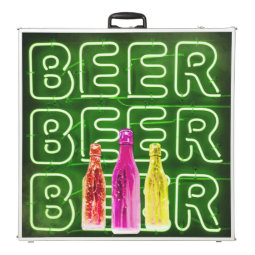 Beer LED Neon Lights & Beer Bottles Green Beer Pong Table | Zazzle