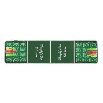 Beer LED Neon Wire Light & Beer Bottles Dark Green Beer Pong Table | Zazzle
