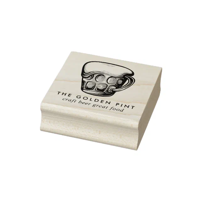 Beer Mug Logo Brewery Bar Business Rubber Stamp | Zazzle