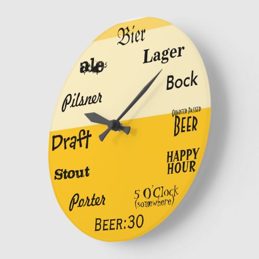 Beer O'Clock Large Clock | Zazzle