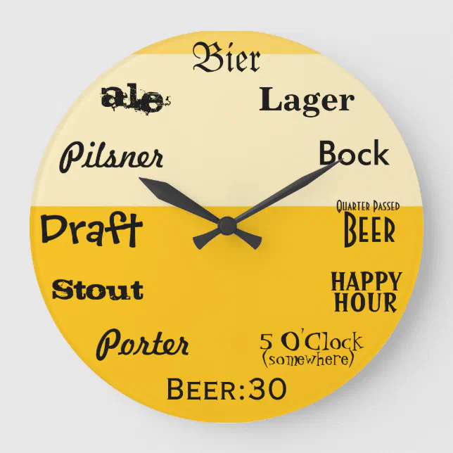 Beer O'Clock Large Clock | Zazzle
