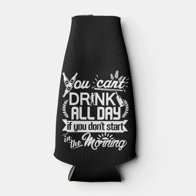 Beer Party Drinking Humor Typography Personalized Bottle Cooler | Zazzle