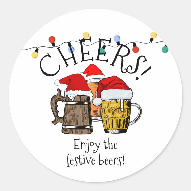 Beer Santa Claus Christmas Classic Round Sticker | Zazzle