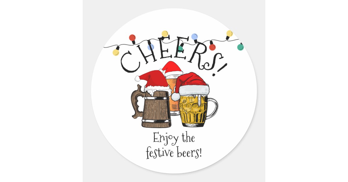 Beer Santa Claus Christmas Classic Round Sticker | Zazzle