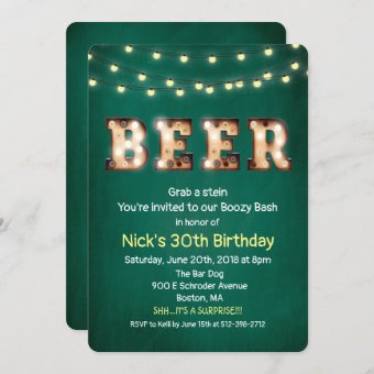 Beer String Lights Birthday Invitation | Zazzle