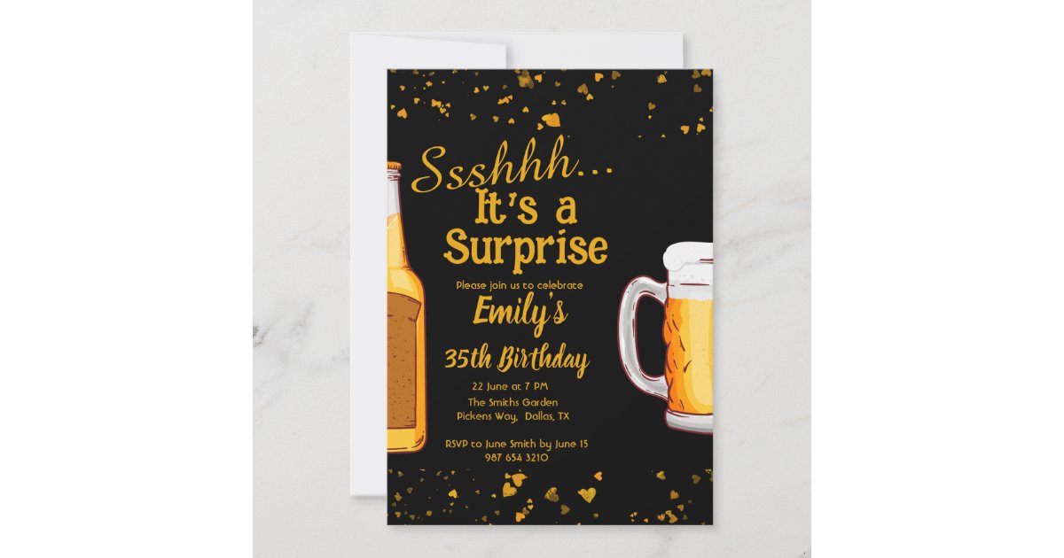Beer surprise birthday party invitation | Zazzle