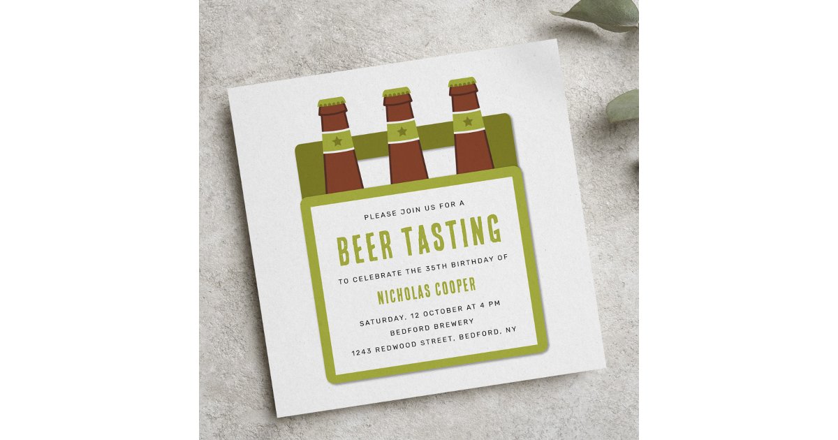 Beer Tasting Birthday Party Invitation Green | Zazzle