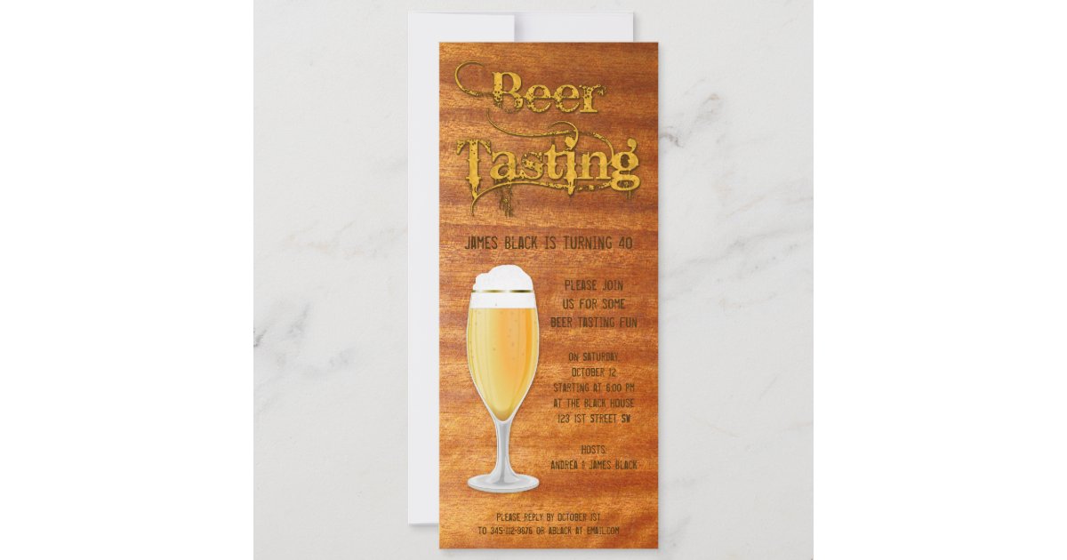 Beer Tasting Birthday Party Invitation - Woodgrain | Zazzle