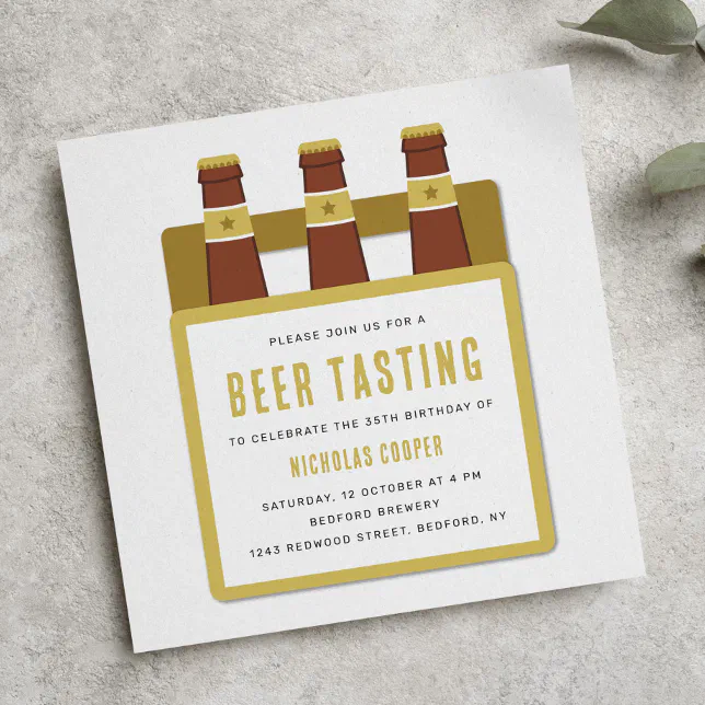 Beer Tasting Birthday Party Invitation Yellow | Zazzle