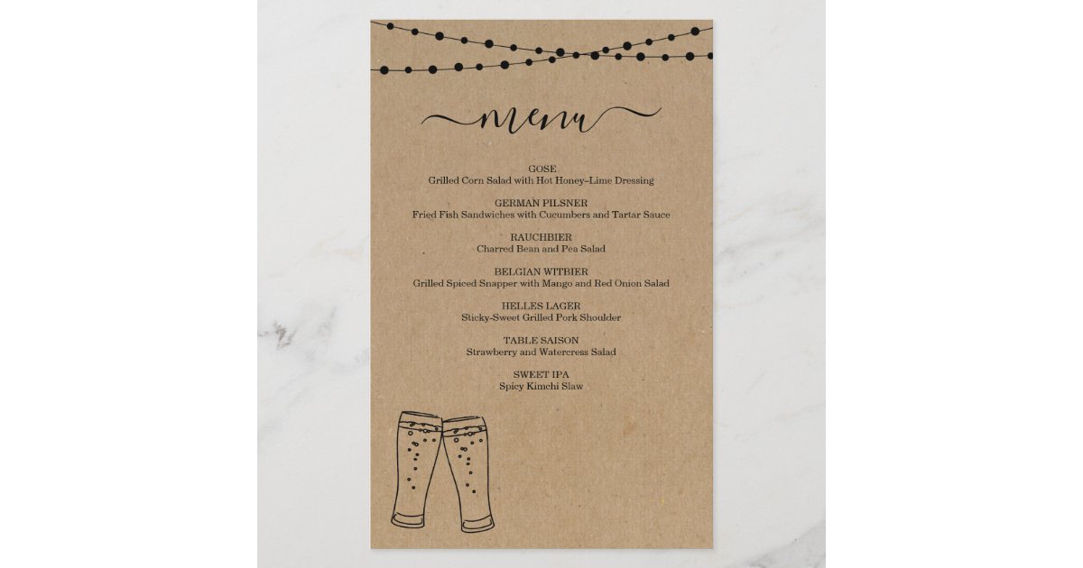 Beer Tasting Menu | Zazzle