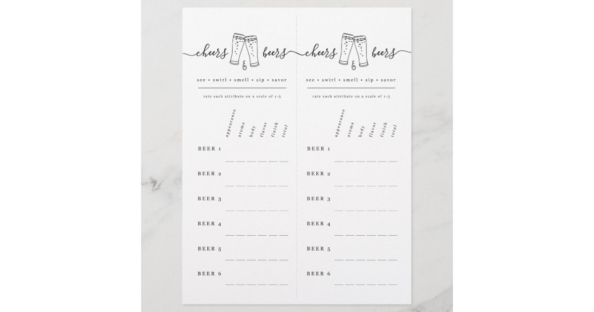 Beer Tasting Rating Scorecard Letterhead | Zazzle