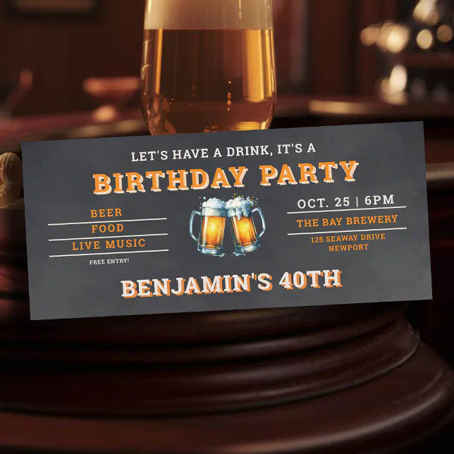 Beer Themed Brewery Men's 40th Birthday Black | Zazzle