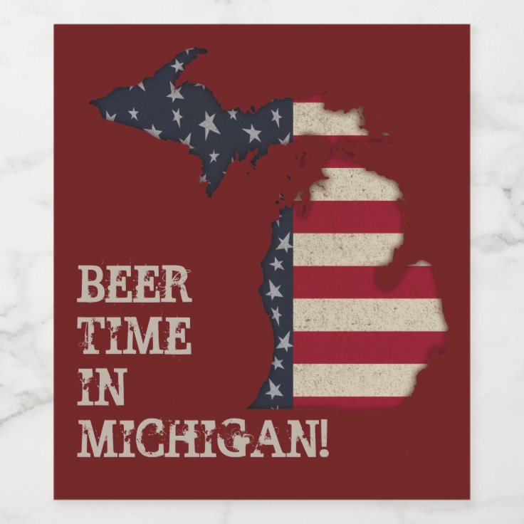 Beer Time in Michigan | Customize This Wine Label | Zazzle
