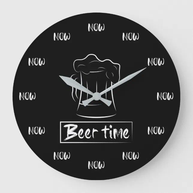 Beer Time is NOW! Large Clock | Zazzle