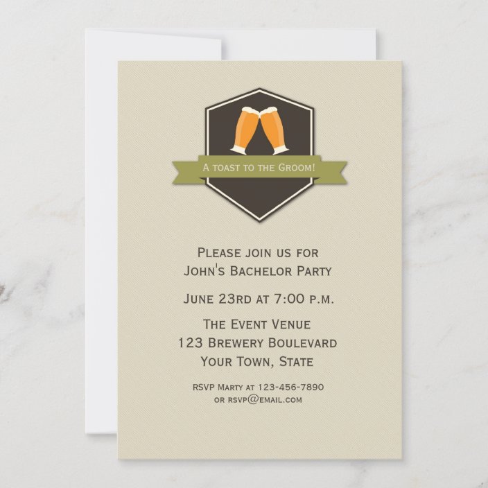 Beer Toast Bachelor Party Invitation | Zazzle.com