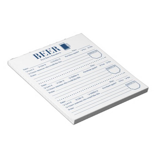 Beer Tracker, Beer Lover Drink Rating Sheet Notepad | Zazzle