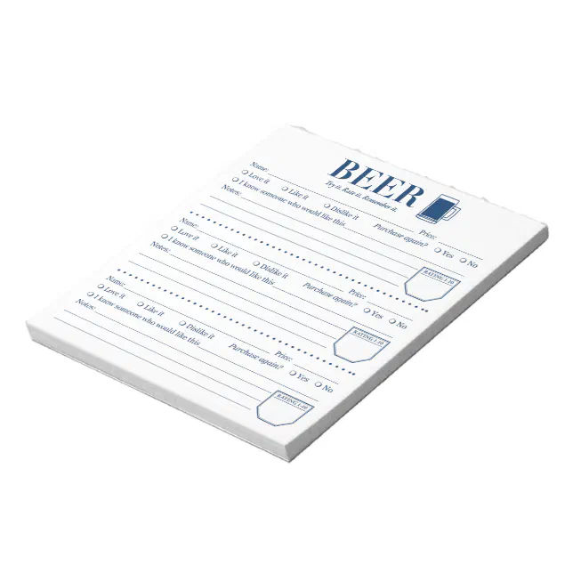 Beer Tracker, Beer Lover Drink Rating Sheet Notepad | Zazzle