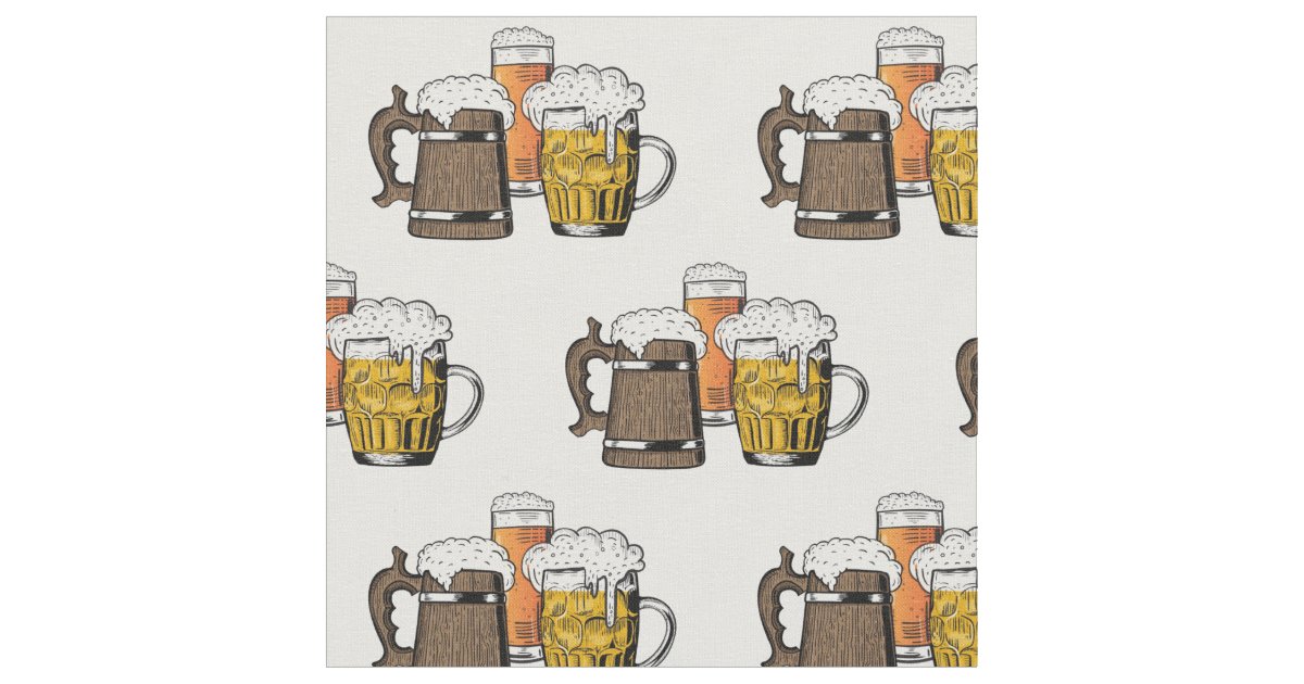 BEERS | Three Beers Cheers | Fun Cartoon Fabric | Zazzle